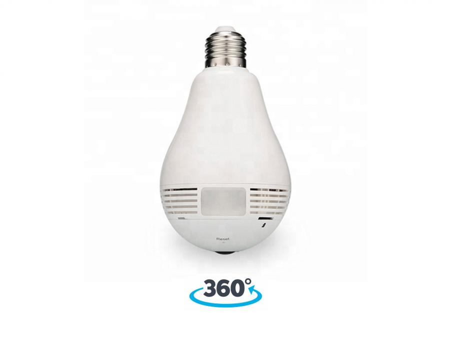 Telecamera 360 gradi a forma di lampadina da interno WIFI P2P Full HD ...